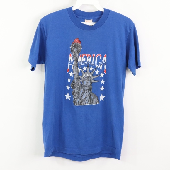 Vintage | Shirts | Vtg 8s Mens Xs Statue Of Liberty T Shirt Blue | Poshmark